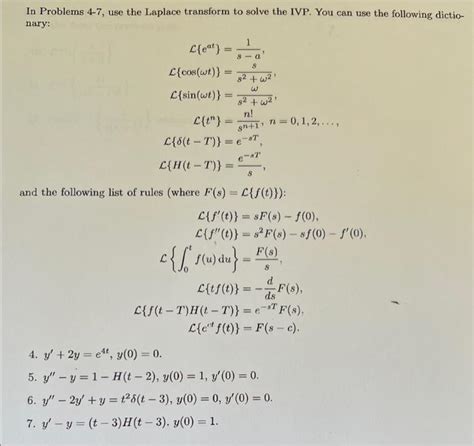 Solved In Problems 4 7 Use The Laplace Transform To Solve