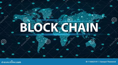 Bitcoin Block Chain World Map Security System Digital Currency