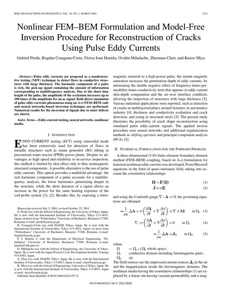 Pdf Nonlinear Fem Bem Formulation And Model Free Inversion Procedure