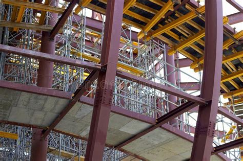 Scaffolding On The Construction Site Of An Engineering Structure Stock