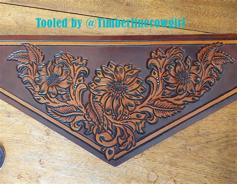 Leather Tooling Corner Pattern Sunflower Floral Vines Tracing Design Pdf Download