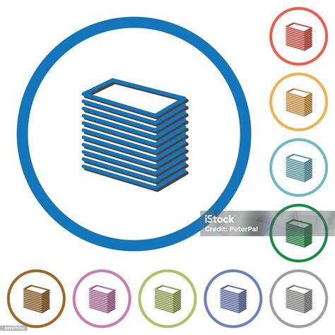 Paper Stack Icons With Shadows And Outlines Stock Illustration