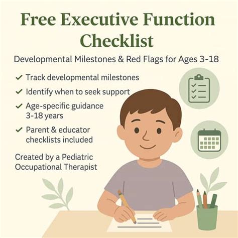 Free Executive Function Comprehensive Checklist Ages 3 To 18 Ot Created