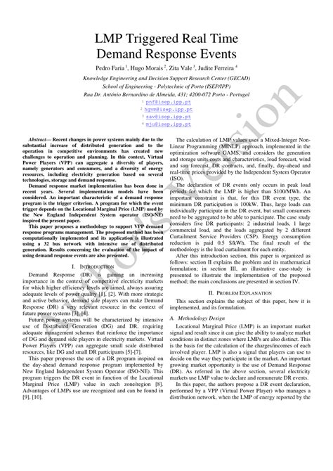 Pdf Lmp Triggered Real Time Demand Response Events