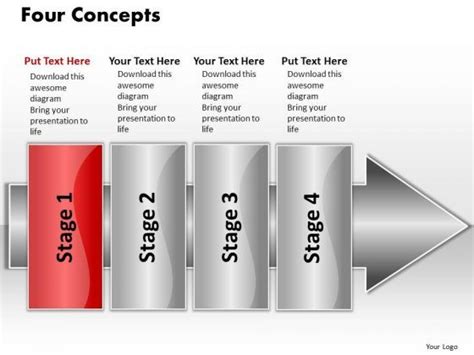 Ppt Linear Flow 4 Concepts2 PowerPoint Templates