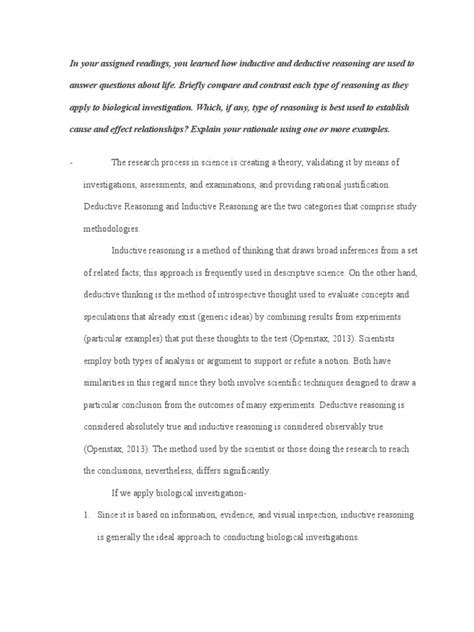 Discussion Assignment 1 Biol 1301 Pdf Inductive Reasoning