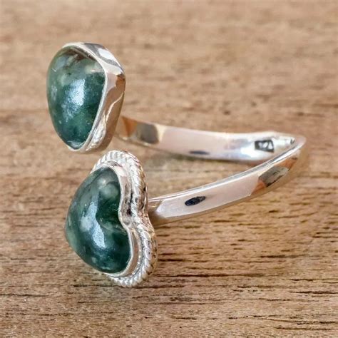 Heart Shaped Jade Wrap Ring When Two Hearts Meet Novica