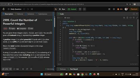Count The Number Of Powerful Integersleetcode10 04 2025 Decodemaster01 Youtube