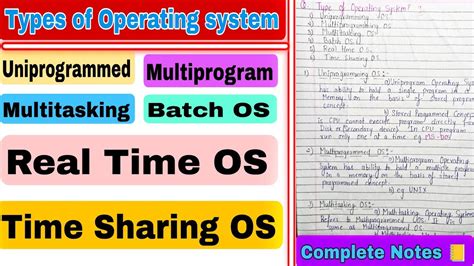 Types Of Operating System Operating System Operatingsystem Youtube