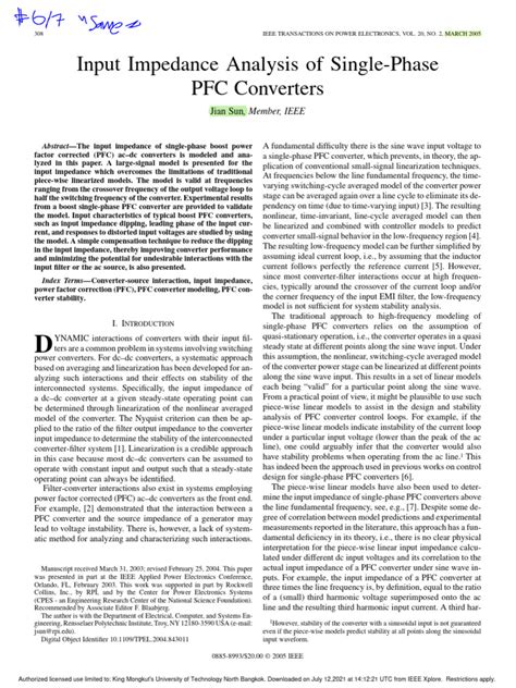 input impedance analysis of single phasepfc converters pdf