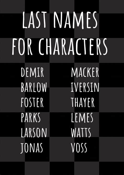 Last Names For Characters In Last Names For Characters Writing Inspiration Prompts Book