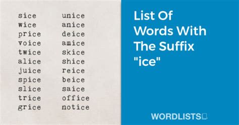 List Of Words With The Suffix Ice