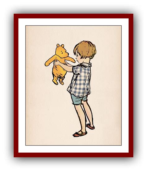 Christopher Robin And Winnie The Pooh Poster Color Vintage Classic