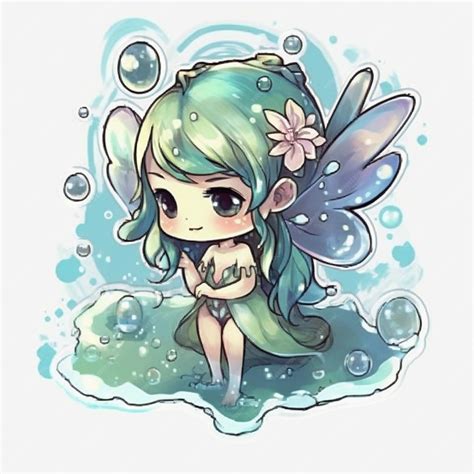 Premium Photo Anime Girl With Green Hair And Blue Eyes Sitting On A Green Surface Generative Ai