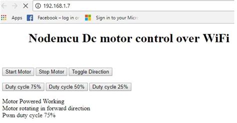 Dc Motor Speed And Direction Control Over Wifi Using Nodemcu Esp8266