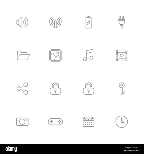 EPS Gray Line Simple Web Icon Set For Web Design UI Infographic And Mobile Apps Stock