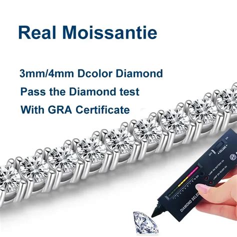 Neetim 3mm 4mm Moissanite Tennis Bracelets 925 Sterling Silver Full