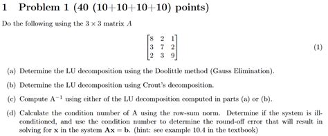 Solved Problem Points I Only Need Parts C And D Chegg