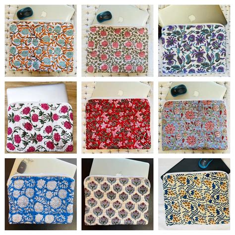 Handmade Laptop Sleeve Bohemian Block Print Macbook Cover Laptop Case