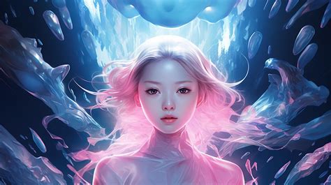 Premium Photo Portrait Of A Woman With Illustration Of Hair Like A