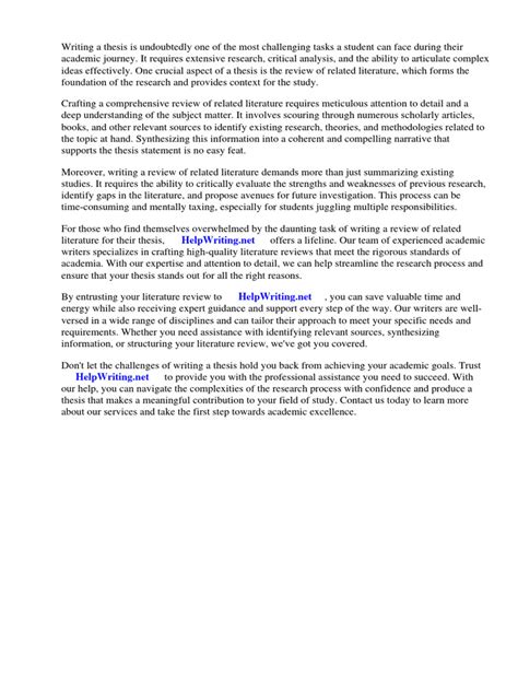 Samples Of Review Of Related Literature In Thesis Pdf Thesis Essays