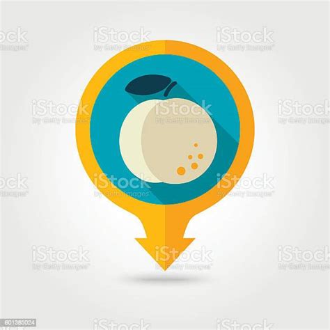 Peach Flat Pin Map Icon Fruit Stock Illustration Download Image Now
