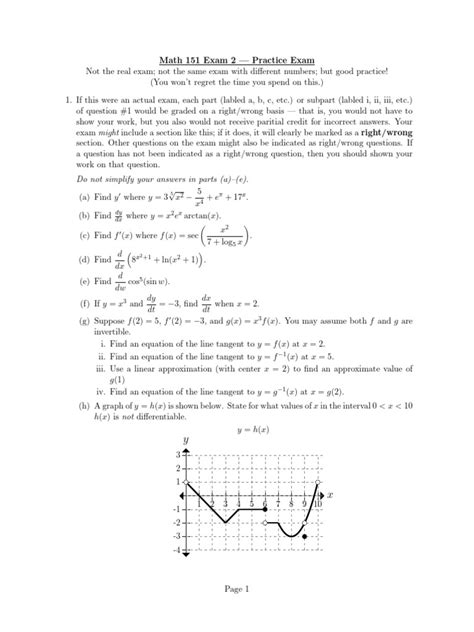 Math 151 Exam 2 Practice Exam 1 Pdf Mathematical Analysis Mathematics