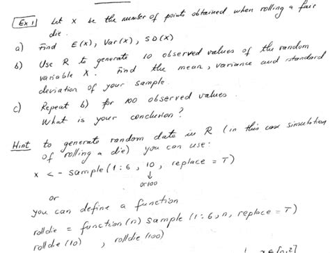 Solved Ex Let X Be The Menser Of Points Obtained When Chegg Com