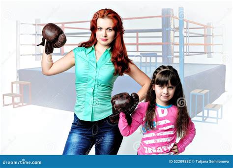 Mother Daughter Boxing Clipart