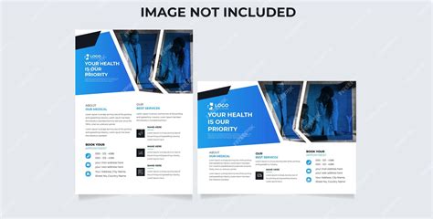 콘텐츠에 적절한 자리 표시자가 있는 세련된 의료 서비스 템플릿 브로셔 또는 전단지 디자인 프리미엄 벡터
