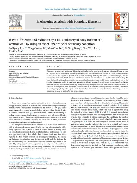 Pdf Wave Diffraction And Radiation By A Fully Submerged Body In Front Of A Vertical Wall By