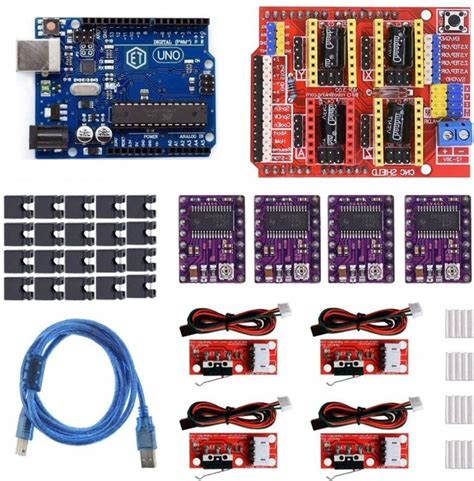 Epictac 3d Printer Cnc Kit For Arduino Uno R3 With Cnc Shield V3 Drv8825 Stepper Motor Driver