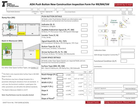 ODOT Form B Download Fillable PDF Or Fill Online Ada Push Button New Construction