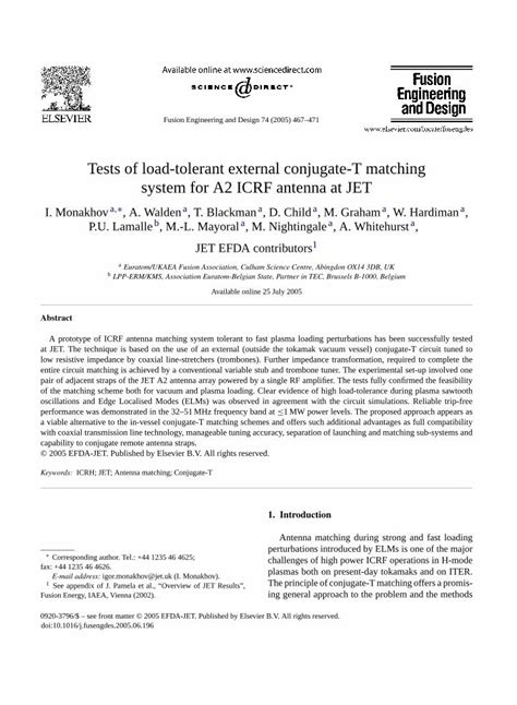 pdf tests of load tolerant external conjugate t matching system for