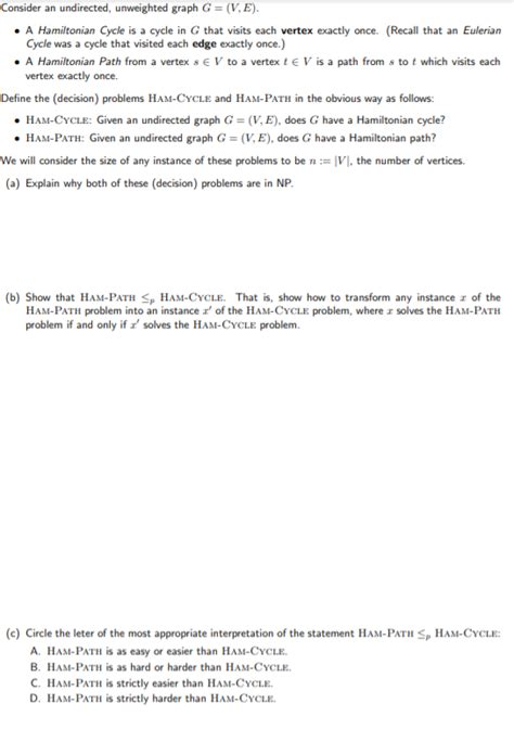 solved consider an undirected unweighted graph g v e