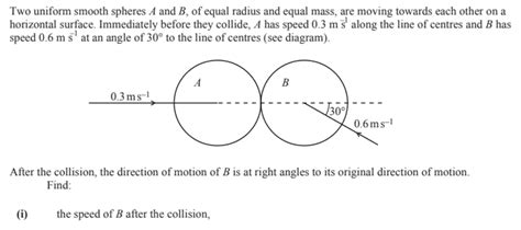 2 D Momentum Problem Elastic Collision Of Two Spheres