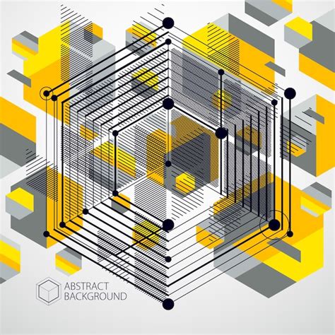 Premium Vector Isometric Abstract Yellow Background With Linear Dimensional Cube Shapes