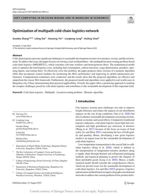 Optimization Of Multipath Cold Chain Logistics Network Request Pdf