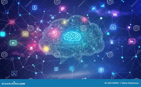 Visual Representation Of A Digital Brain With Network Connections And