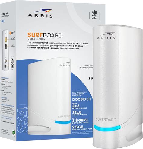 Arris Surfboard S X Docsis Multi Gig Cable Modem With Gbps Ethernet Port White