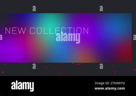 Animation Of New Collection Text Over Shapes And Spots On Black Background Abstract Background