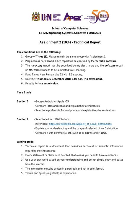 Cst232 Project 2 1819 Cst232 Operating Systems Usm Thinkswap
