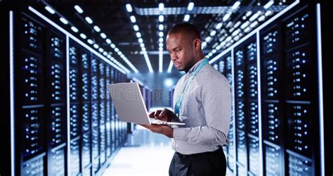 Happy Engineer In Data Center Server Room Configuring Ai Stock Image
