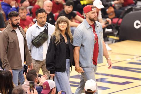 Taylor Swift And Travis Kelce Don His And Hers Denim For Courtside Date