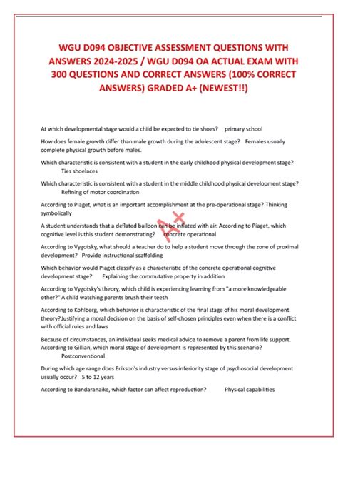 Wgu D094 Objective Assessment Questions With Answers Wgu D094 Oa Actual Exam With 300