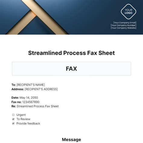 Free Streamlined Process Fax Sheet Template To Edit Online