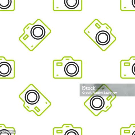 라인 포토 카메라 아이콘 흰색 배경에 원활한 패턴을 격리 포토 카메라 디지털 사진 벡터 겉창에 대한 스톡 벡터 아트 및 기타