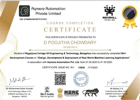 Poojitha Chowdary On Linkedin I Have Successfully Completed The Machine Learning Workshop By