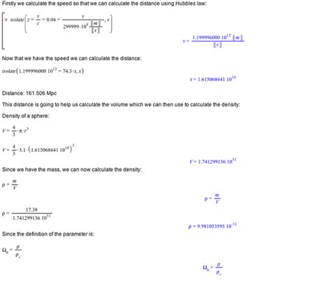Calculating The Density Parameter Cosmology