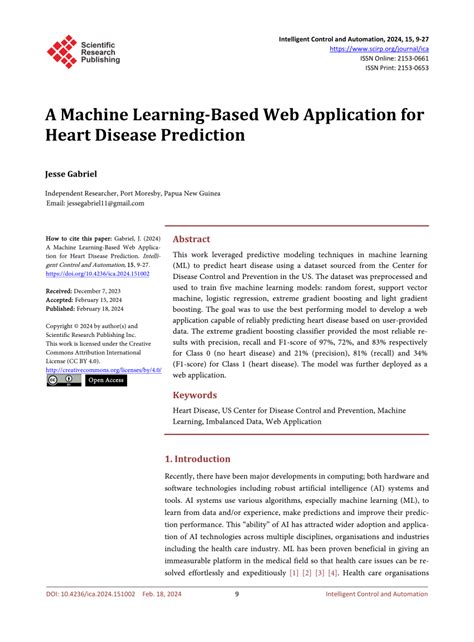Pdf A Machine Learning Based Web Application For Heart Disease Prediction